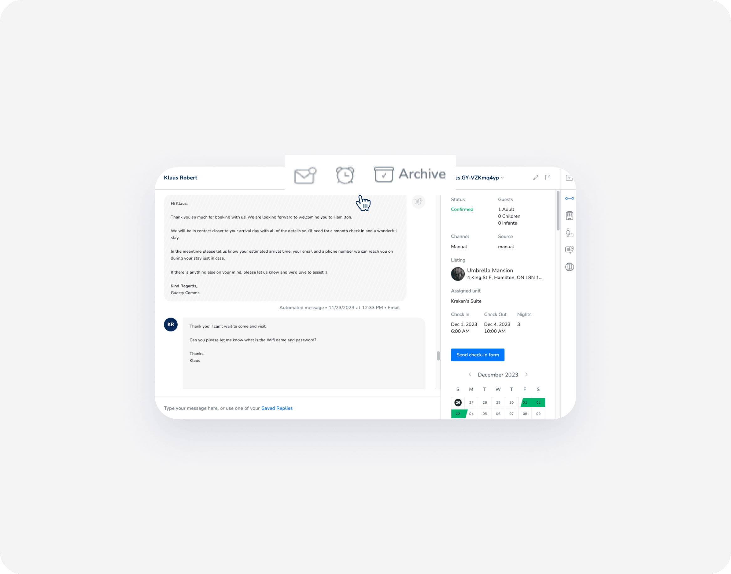 Managing unread, archived, and snoozed inbox messages – Guesty Help Center